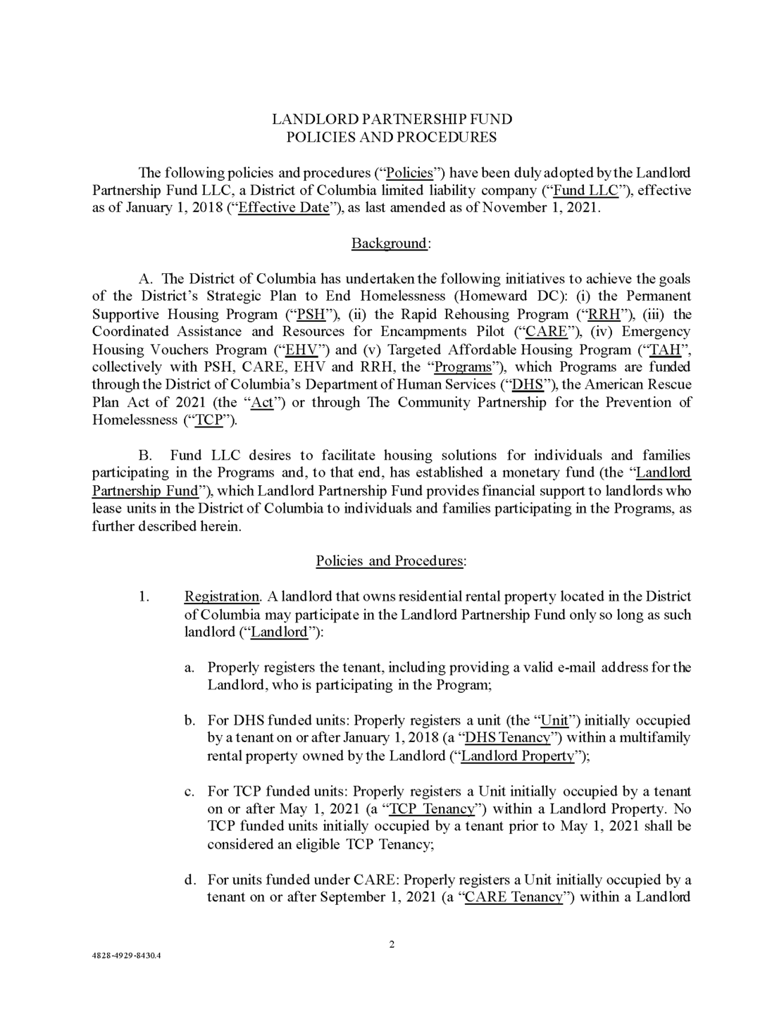 Landlord Partnership Fund Registration - The Coalition
